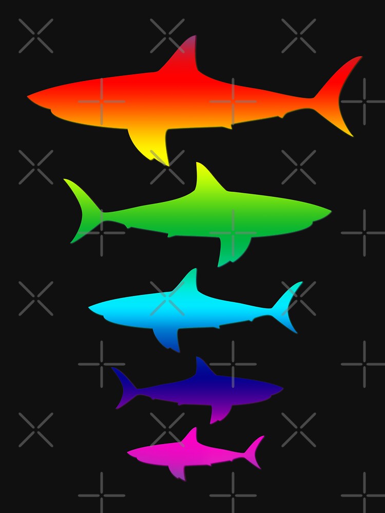 "Bright rainbow sharks for shark lovers" T-shirt for Sale by jodirm ...