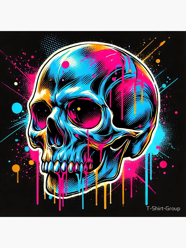 "Neon Skull Explosion" Sticker for Sale by T-Shirt-Group | Redbubble