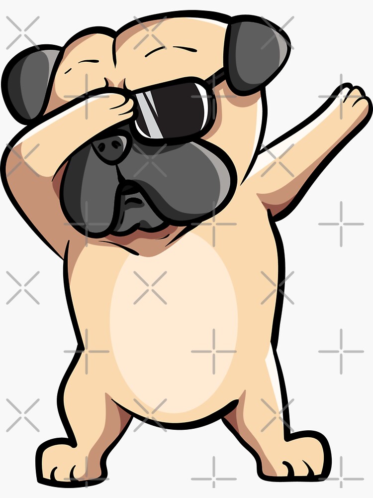 "Cool Dabbing Pug Graphic - Cute Funny Dog Dab Design" Sticker for Sale ...
