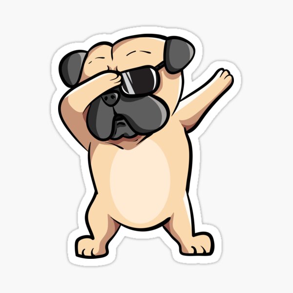 "Cool Dabbing Pug Graphic - Cute Funny Dog Dab Design" Sticker for Sale ...