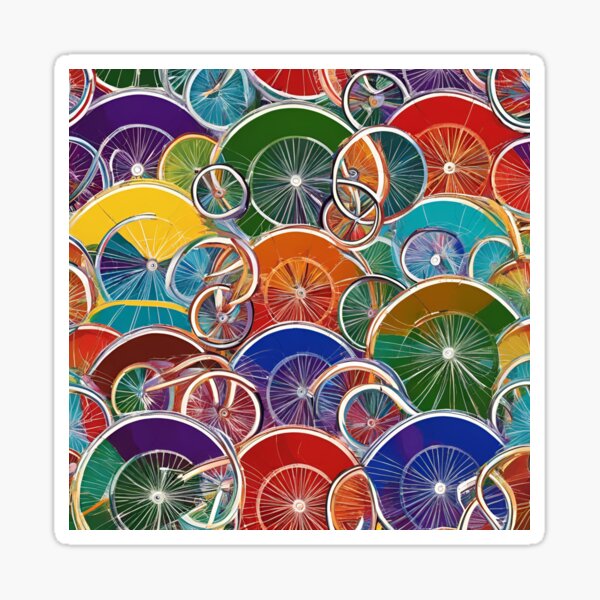 "Collection of bicycle wheels" Sticker for Sale by SayuriCrafts | Redbubble