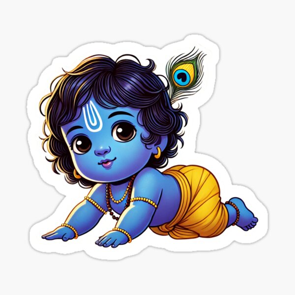 "Baby Krishna Crawling Sticker | Adorable Bal Gopal | Hindu Spiritual ...