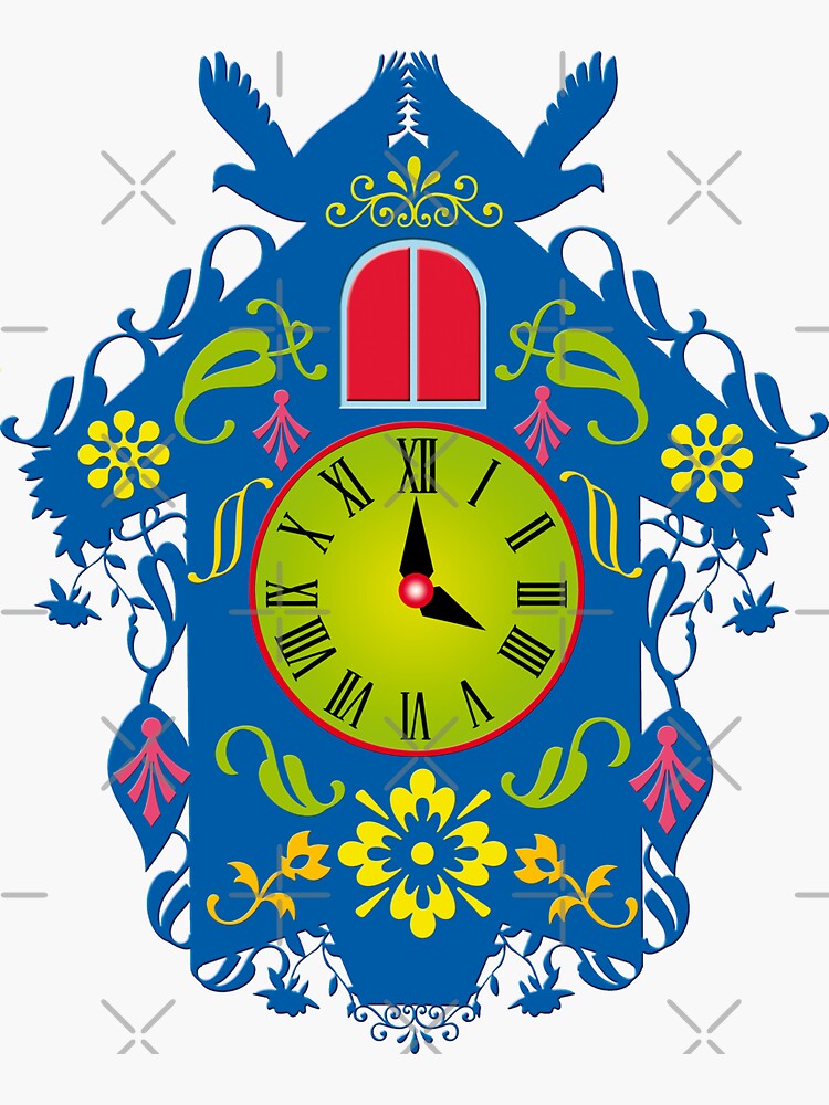 "Decorative Black Forest cuckoo clock" Sticker by Vectorbrusher | Redbubble