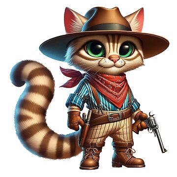"Cowboy Kitty: The Wild West Vigilante" Sticker by Cylevieart | Redbubble