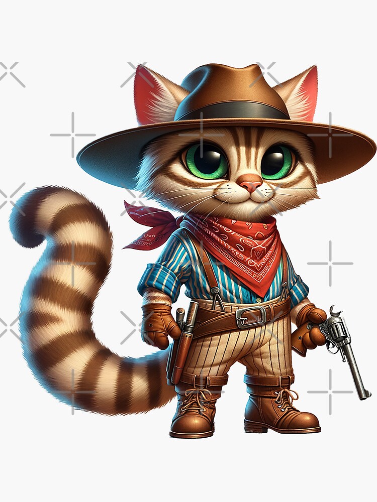 "Cowboy Kitty: The Wild West Vigilante" Sticker by Cylevieart | Redbubble