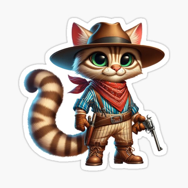 "Cowboy Kitty: The Wild West Vigilante" Sticker by Cylevieart | Redbubble