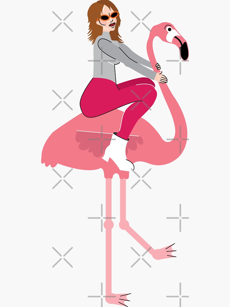 "Flamingo ride" Sticker for Sale by maddydfranca | Redbubble
