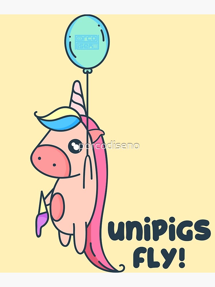 "Cute Balloon Unipigs Fly Unicorn Pig Flying Unipig " Poster by ...