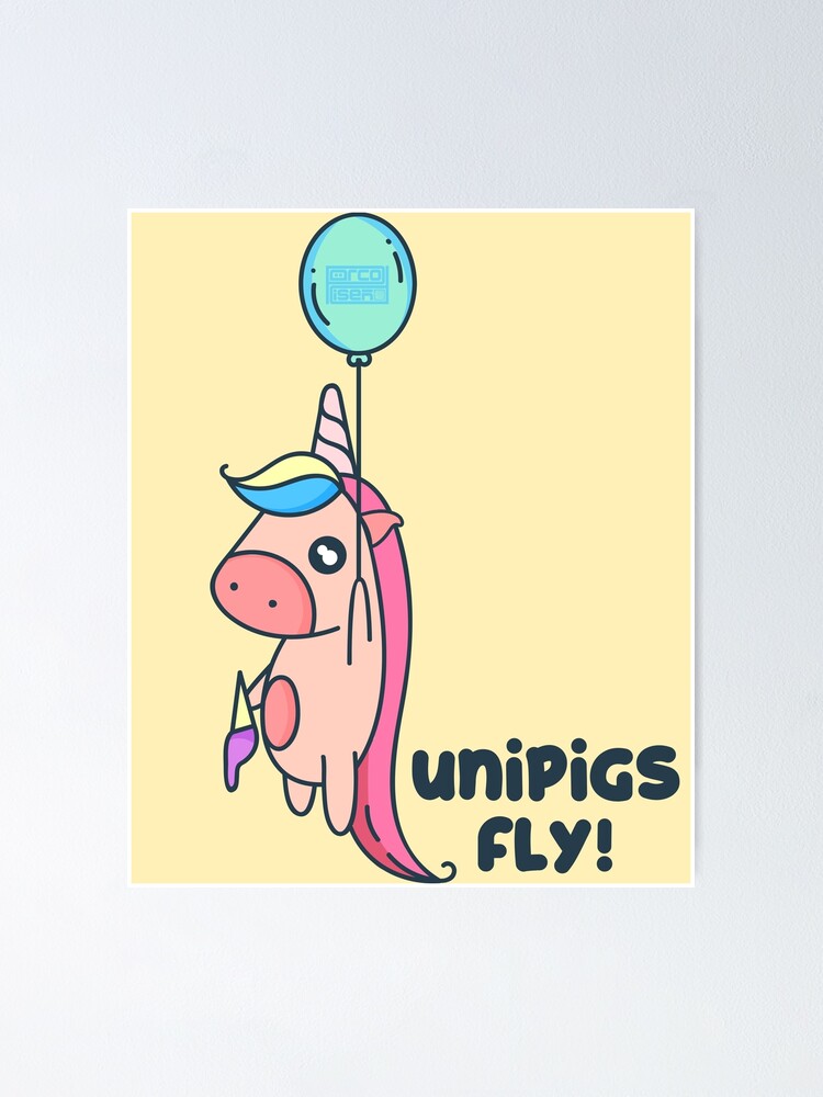 "Cute Balloon Unipigs Fly Unicorn Pig Flying Unipig " Poster by ...