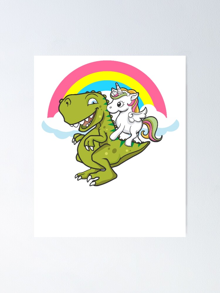 "Unicorn Riding Dinosaur" Poster for Sale by Amirimer | Redbubble