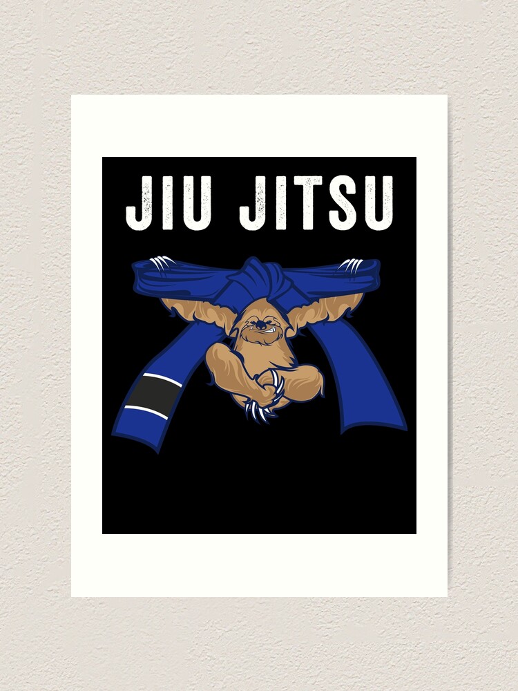 "Jiu Jitsu BJJ Sloth Jiu Jitsu Blue Belt with Text White Light" Art ...
