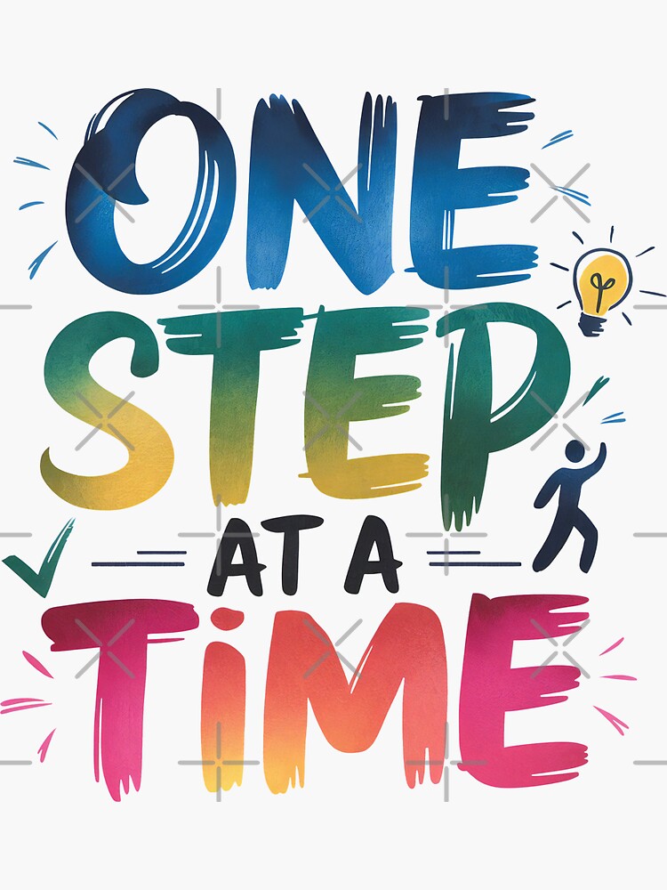 "One Step At A Time - Cute Watercolor Motivational Quotes" Sticker for ...