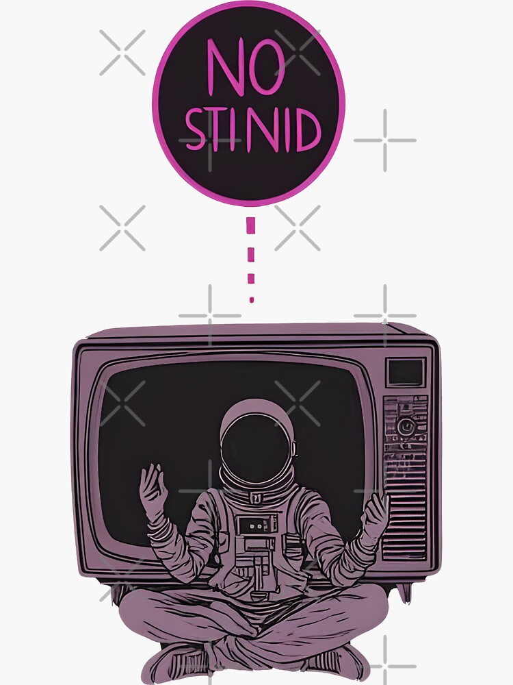 "Trippy Astronaut with CRT TV – No Signal Retro Aesthetic" Sticker for ...