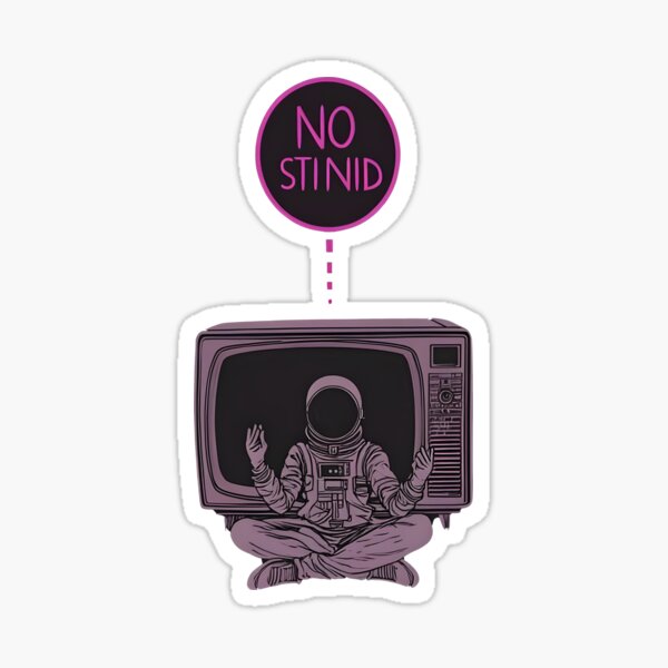 "Trippy Astronaut with CRT TV – No Signal Retro Aesthetic" Sticker for ...