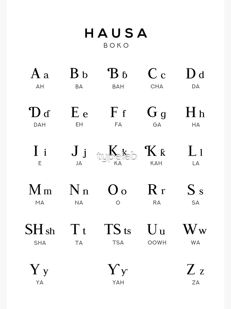 "Hausa Alphabet - Boko Language Learning Chart - White" Sticker for ...