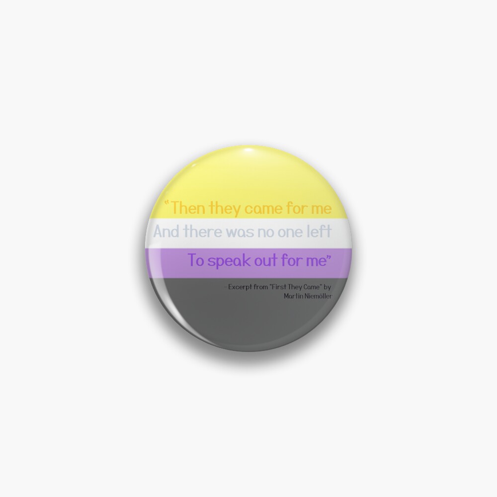 ""First They Came" Poem Non-Binary Flag " Sticker for Sale by bi ...