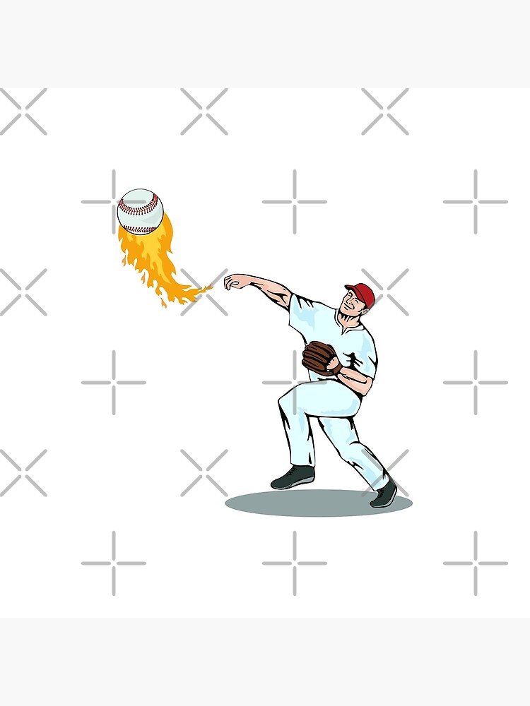 "On Fire Baseball Pitcher" Poster for Sale by retrovectors | Redbubble