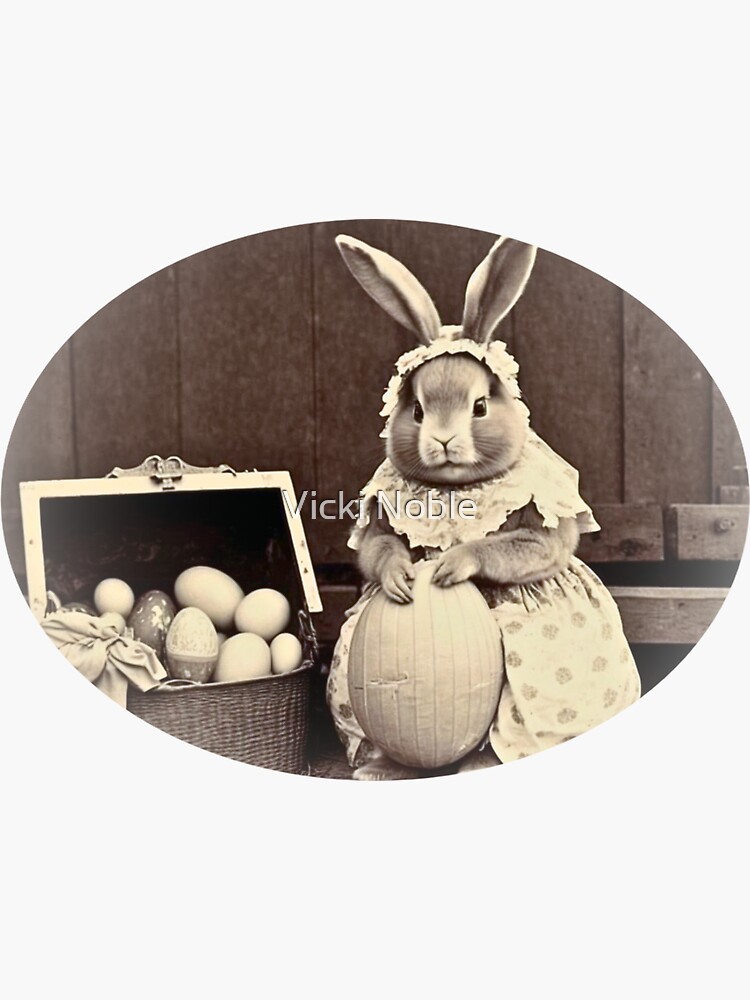 "Creepy Vintage Old Easter Bunny With Giant Easter Egg and Big Eggs ...