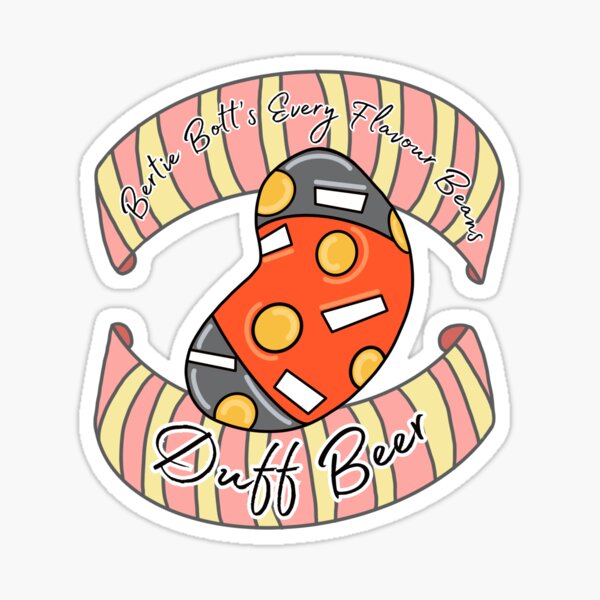 "Bertie Bott’s Every-Flavour Beans - The Simpsons Duff Beer" Sticker ...