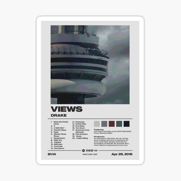 "Drake - VIEWS Album Cover" Sticker for Sale by ahayzini | Redbubble