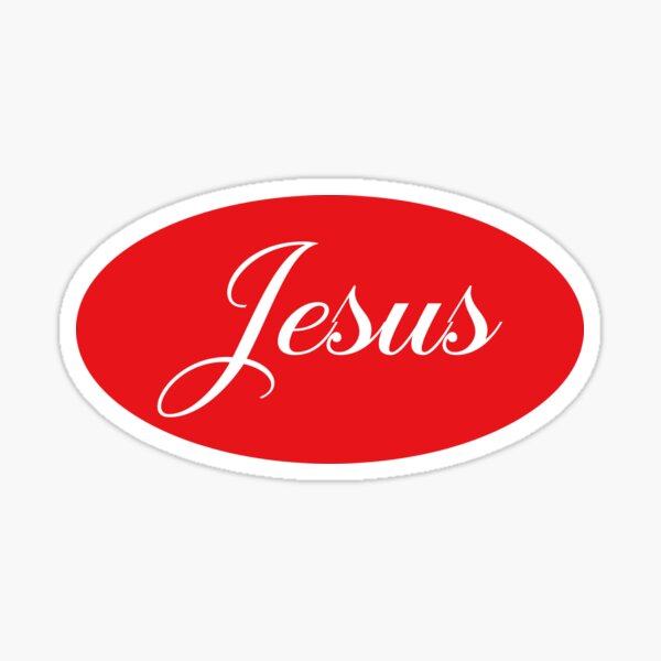 "Jesus letter design red oval-shape background " Sticker for Sale by ...
