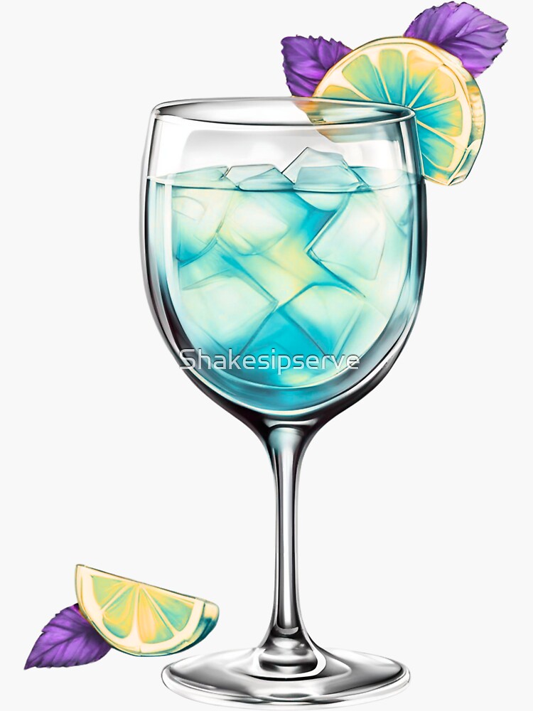 "Ocean Abstract Cocktail Glass" Sticker for Sale by Shakesipserve ...