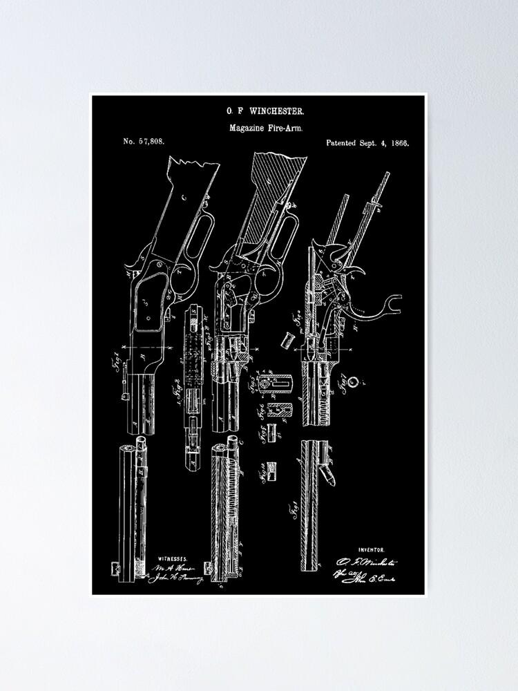 "1866 Lever-Action Rifle Patent – Vintage Wild West Firearm Design ...