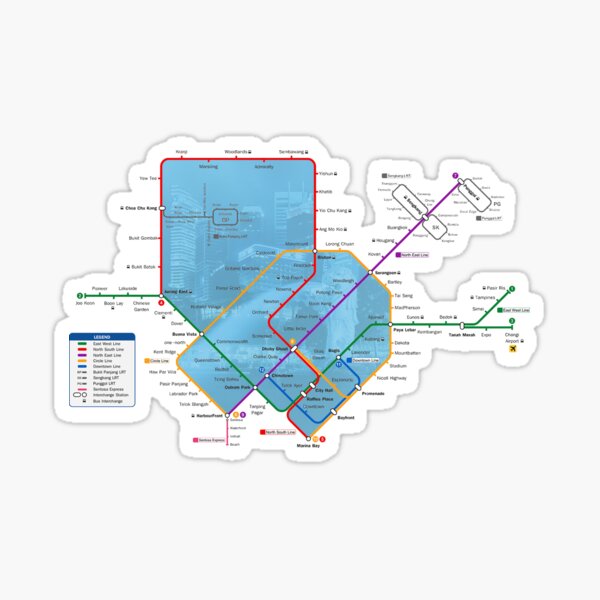 "Singapore MRT Map" Sticker by furanzu | Redbubble