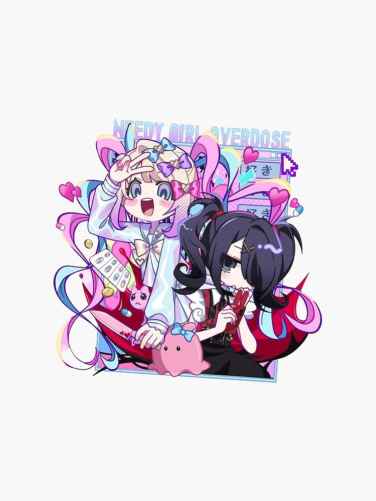 "ame chan & kangel - needy streamer overload" Sticker for Sale by ...