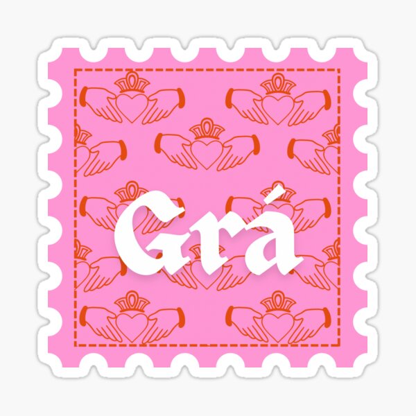 "Grá and Claddagh Stamp red and pink" Sticker for Sale by parker-paints ...