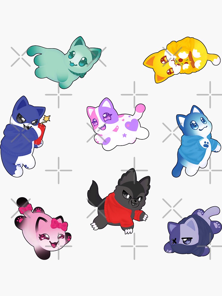 "Aphmau and Friends Love Heart Meemeow Cat Pattern" Sticker for Sale by ...