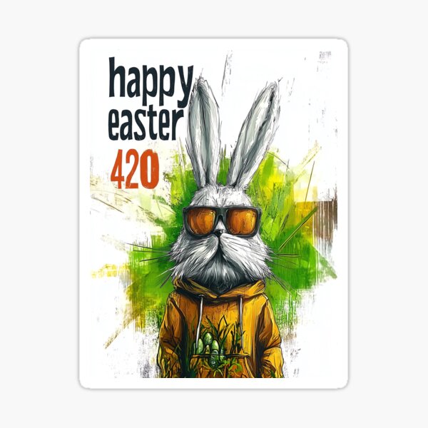 "Happy Easter 420 Easter Bunny 2" Sticker for Sale by ZombiOctopi ...