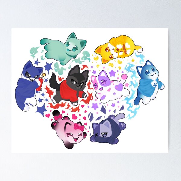 "Aphmau and Friends Love Heart Meemeow Cat Pattern" Poster for Sale by ...