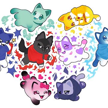 "Aphmau and Friends Love Heart Meemeow Cat Pattern" Sticker for Sale by ...