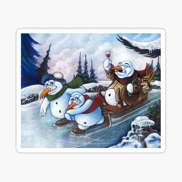 "The merry snowmen on the ice" Sticker for Sale by Stijn Van Elst ...