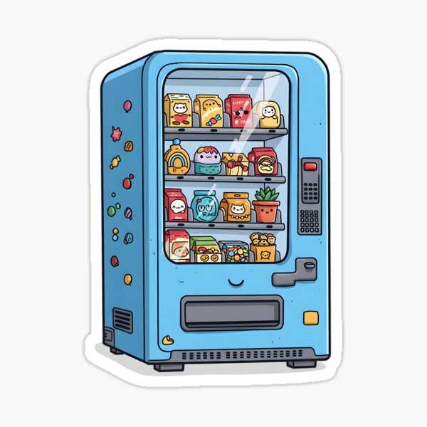 "Kawaii Treats Vending Machine: Whimsical Illustration" Sticker for ...
