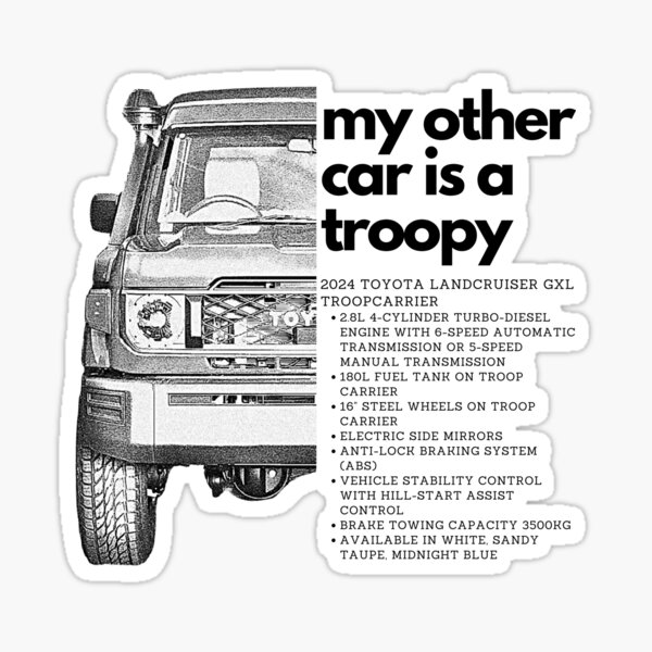 "My Other Car is a 2024 Troopy" Sticker for Sale by troopie662 | Redbubble