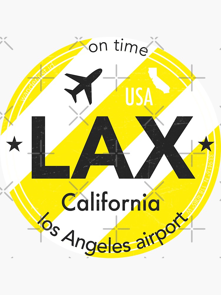 "LAX Los Angeles yellow round airport sticker" Sticker for Sale by ...