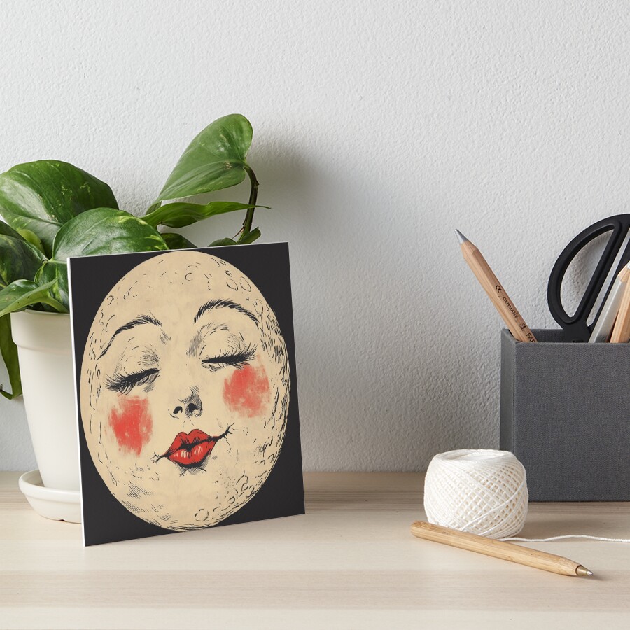 "Vintage Paper Moon Face Kiss" Sticker for Sale by RoseoftheWild ...