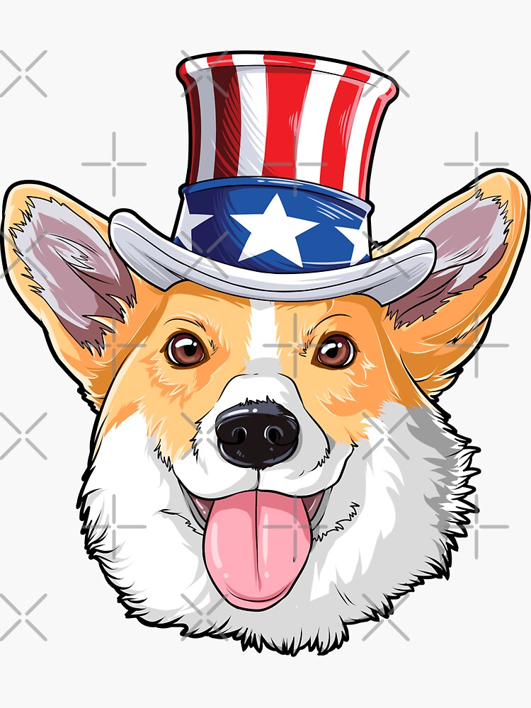"Corgi Uncle Sam T shirt 4th of July Dog Puppy American Flag" Sticker ...