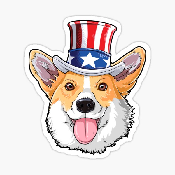 "Corgi Uncle Sam T shirt 4th of July Dog Puppy American Flag" Sticker ...