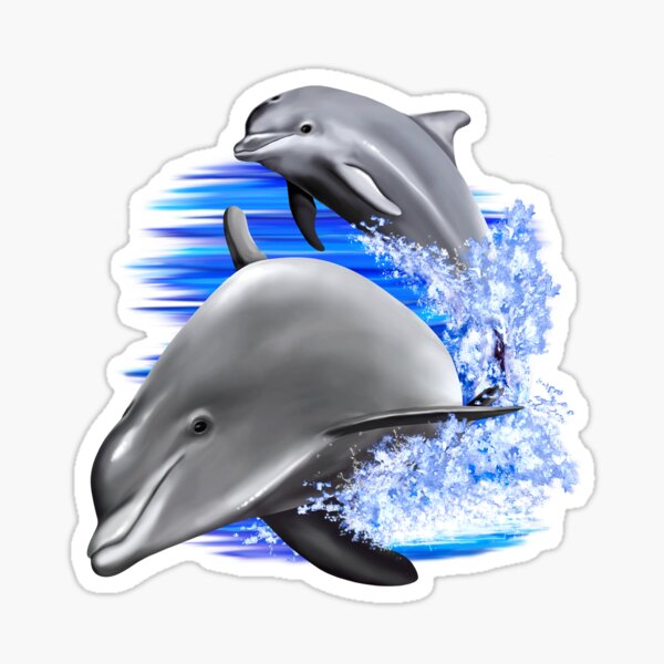 "Jumping Dolphins Art Design" Sticker for Sale by fantasticdesign ...