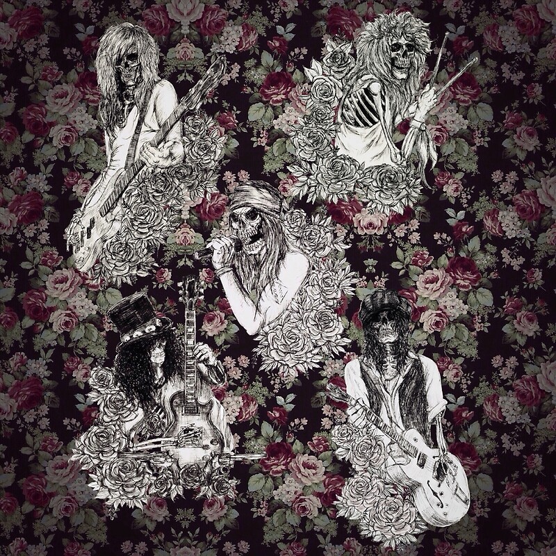 "Skeleton Skull Dust N' Bones Glam Heavy Metal Rock Band Design" by ...