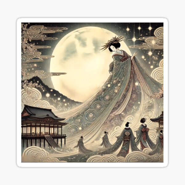 "Moonlit Princess Ascending to the Heavens - Japanese Mythology Art ...