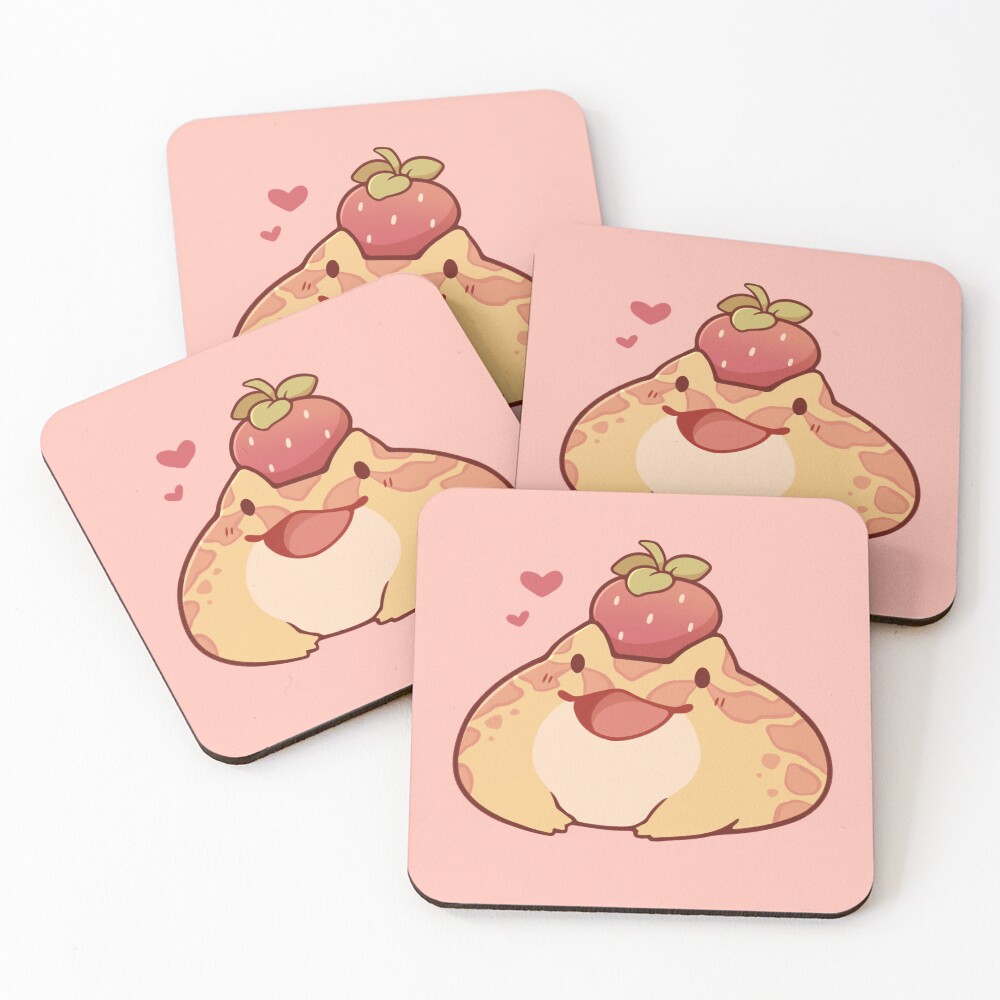 "Pacman frog with strawberry" Sticker for Sale by Rihnlin | Redbubble