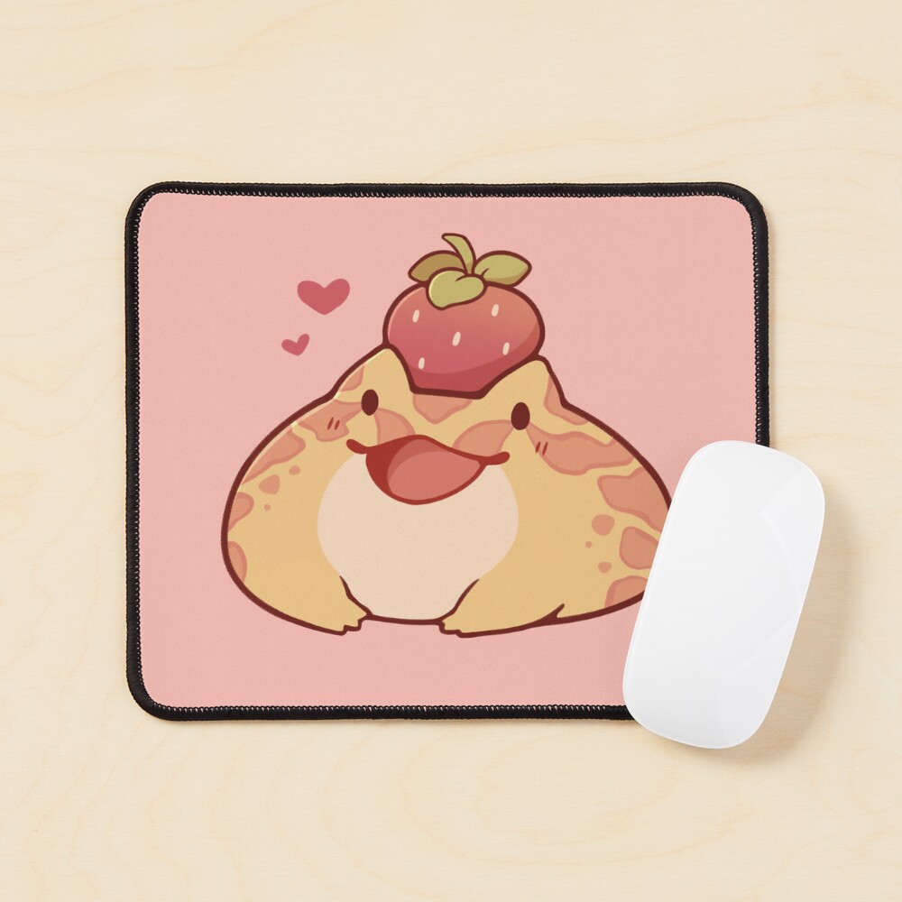 "Pacman frog with strawberry" Sticker for Sale by Rihnlin | Redbubble