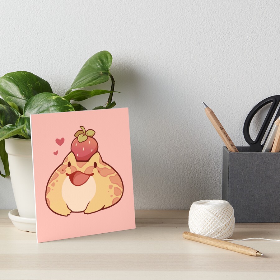 "Pacman frog with strawberry" Sticker for Sale by Rihnlin | Redbubble