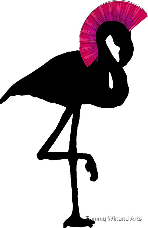 "Flamingo Old Punk Rocker Mohawk Hairstyle" by TammyWinandArt | Redbubble