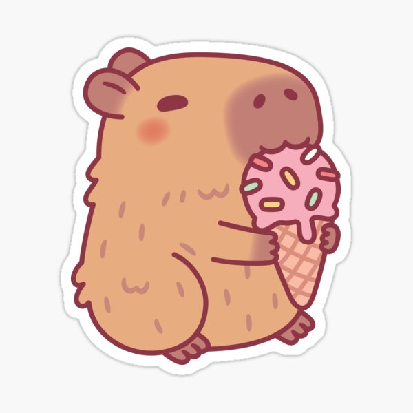 Pegatina for Sale con la obra «Lindo capibara comiendo helado» de ...
