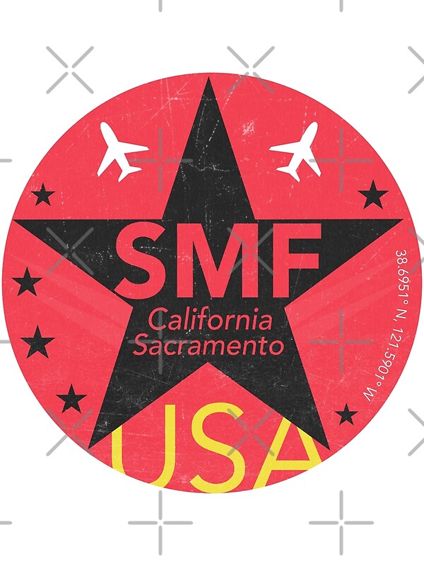 "Sacramento SMF round sticker design" by airportstickers K. G. | Redbubble